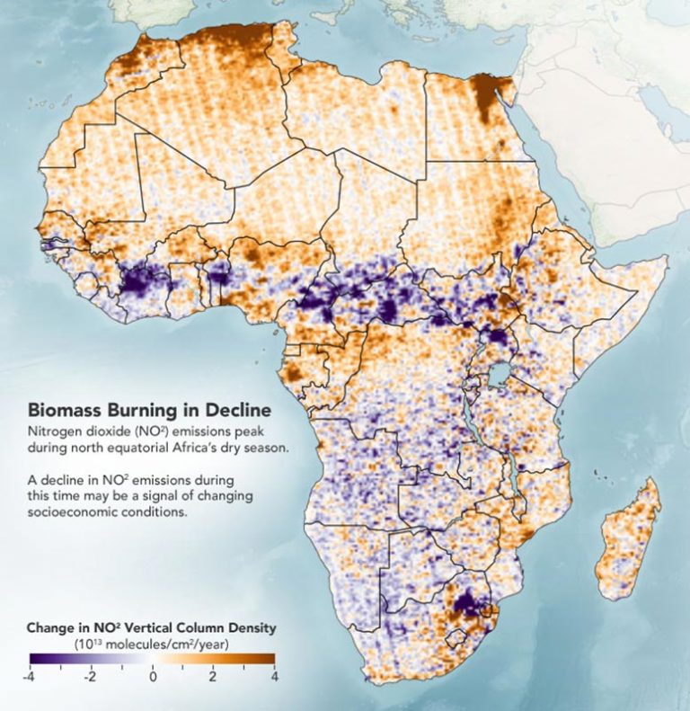 Unexpected Decrease in Air Pollution Over Parts of Africa