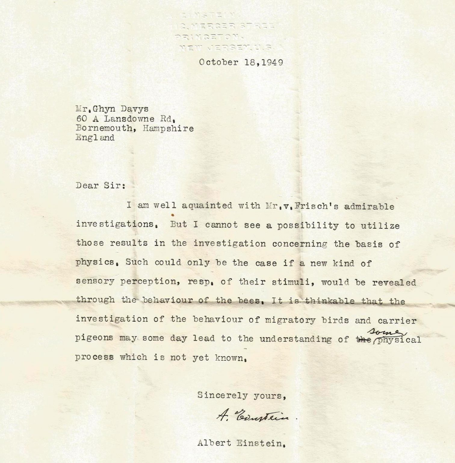 Recently Discovered Letter Written by Albert Einstein Discusses Link ...