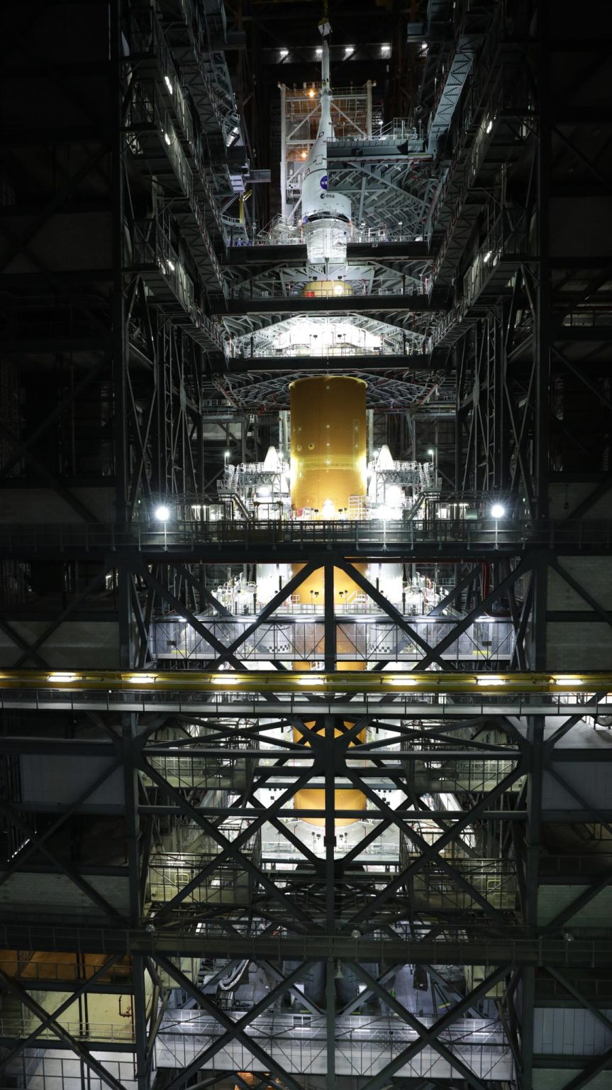 NASA’s Powerful SLS Rocket Fully Stacked for Artemis I Moon Mission ...