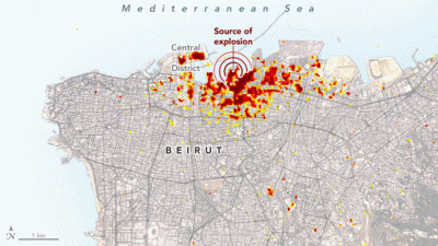 NASA Advanced Rapid Imaging Satellite Maps Blast Damage: Beirut ...