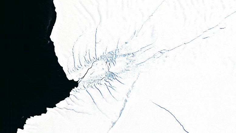 Rapidly Accelerating Crack: Brunt Ice Shelf Breaking Up With Antarctica ...