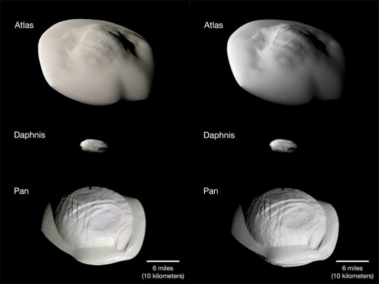 NASA's Cassini Spacecraft Views Three of Saturn's Small Ring Moon