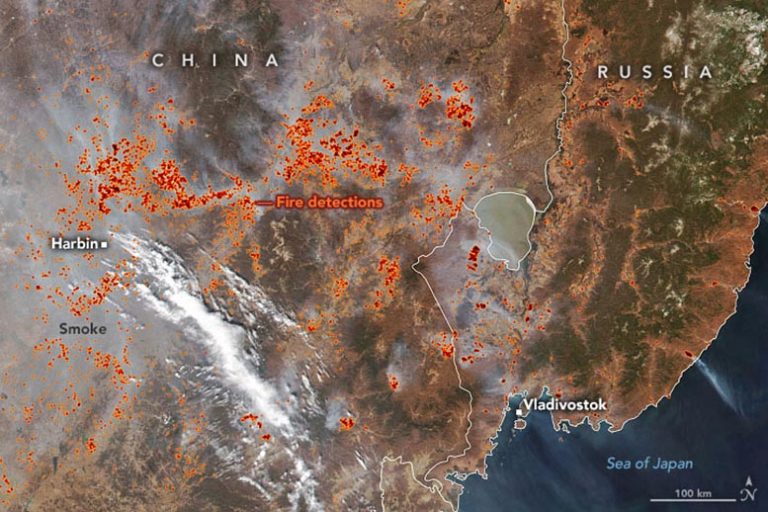 Fires in the Far East Captured From Space