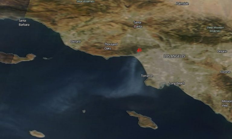 NASA Satellite Image – Southern California’s Getty Fire Continues to Burn
