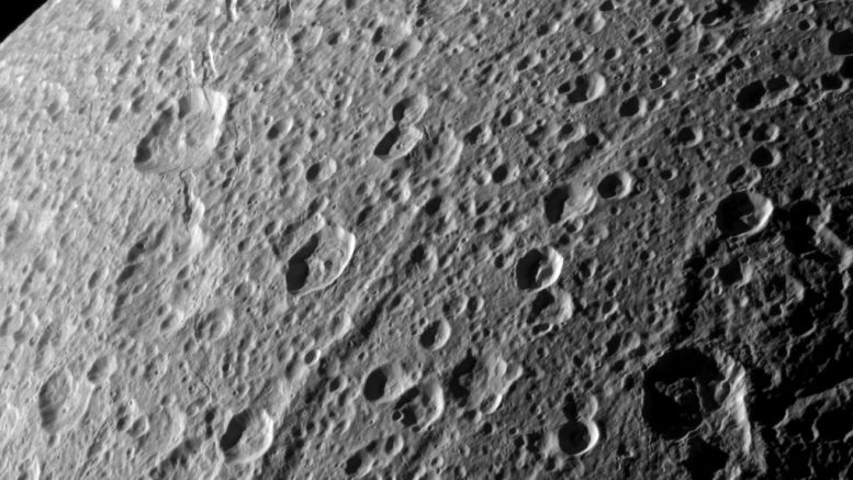 A Striking View of Saturn’s Moon Dione