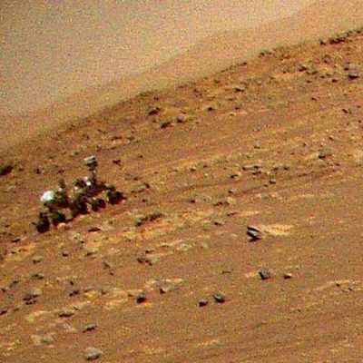 NASA's Ingenuity Helicopter Spots Perseverance Mars Rover From the Air