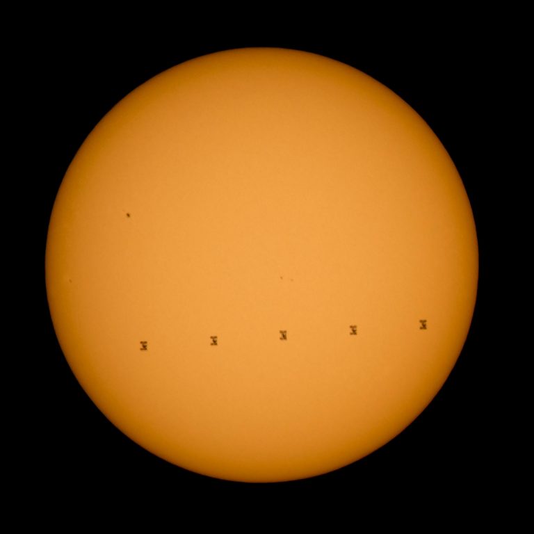 Composite Image Shows International Space Station Transiting the Sun
