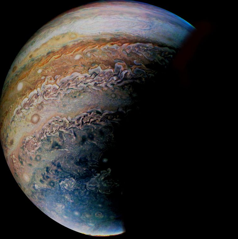 Jupiter’s Colored Bands Extend Thousands of Miles into the Planet