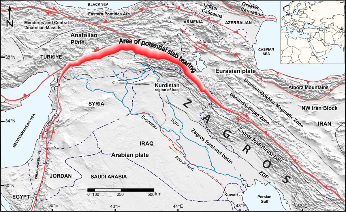 Ancient Oceanic Plate Rips Apart Beneath Iraq and Iran