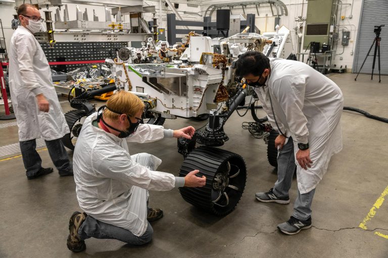 NASA Mars Perseverance Test Rover's First Drive