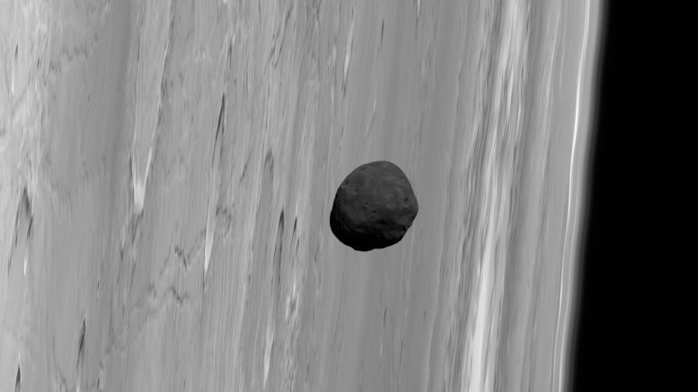 Hubble Views Tiny Moon Phobos Orbiting the Red Planet
