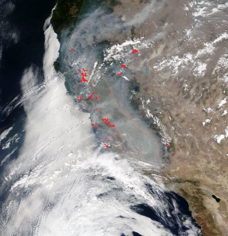 NASA’s Terra Satellite Captures Smoky Pall Over California After ...