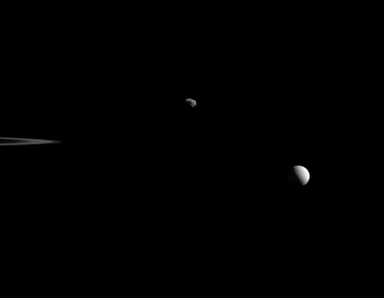 New Cassini Image of Saturn's Moons Janus and Mimas