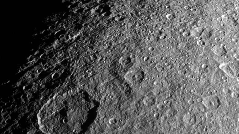 Cassini's Final Observation of Saturn's Icy Moon Rhea