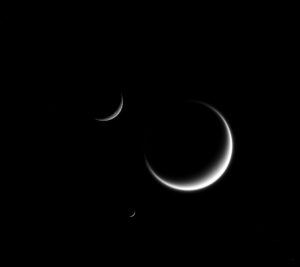 Triple Crescent Moon Image From Cassini