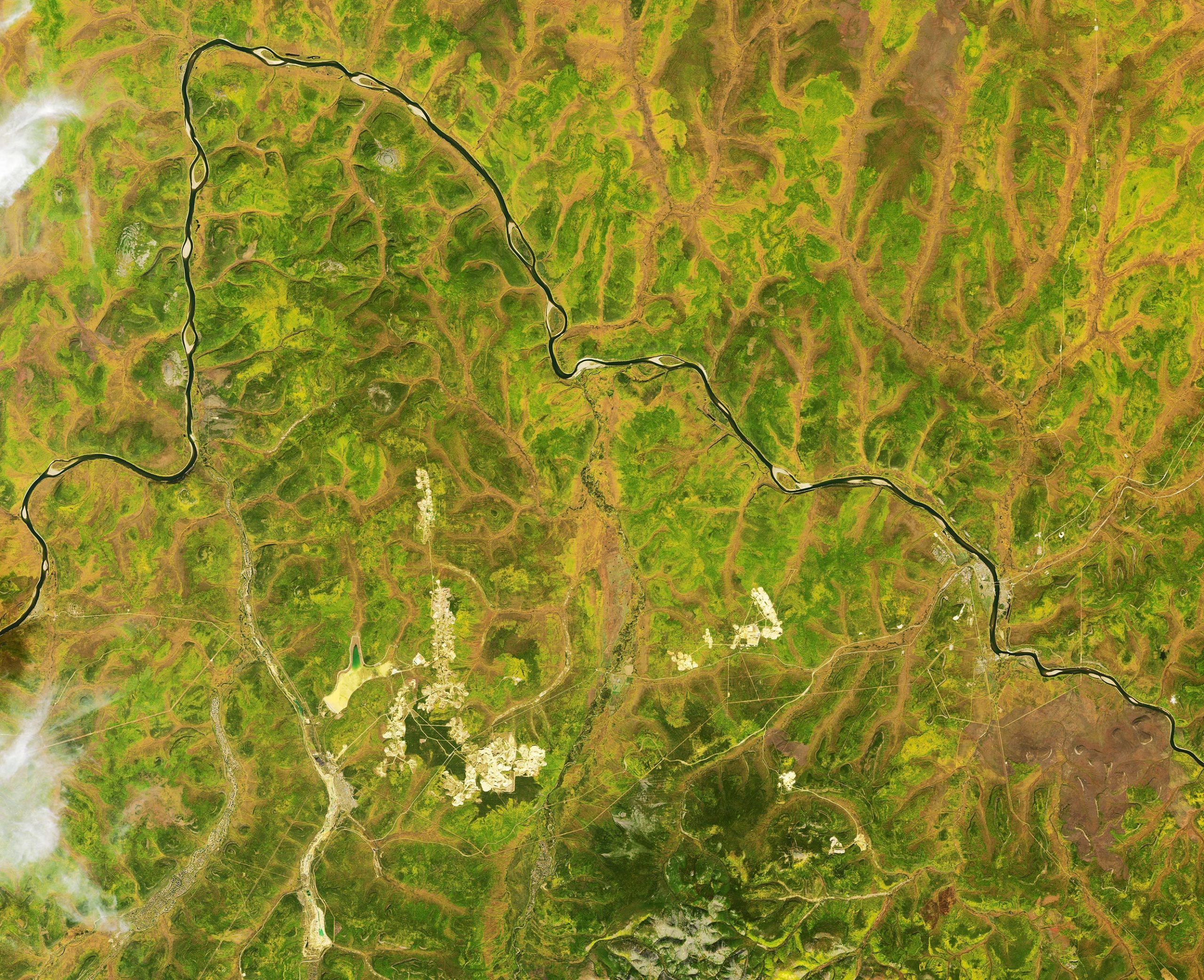 Gold Mining in Russia’s Central Aldan Ore District Seen From Space