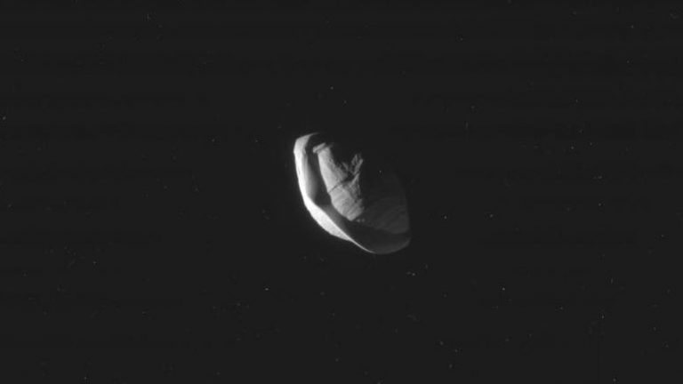 NASA's Cassini Spacecraft Reveals the Strange Shape of Saturn's Moon Pan