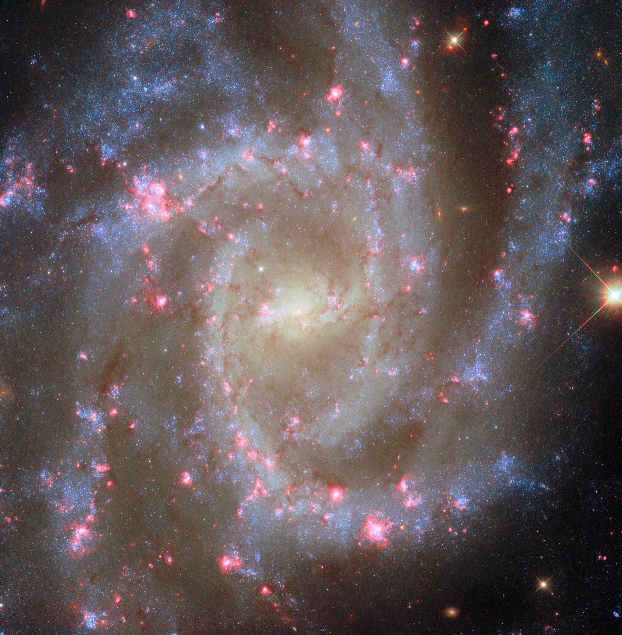 Stunning Pink Nebulae Glow in a Spiral Galaxy 35 Million Light-Years Away