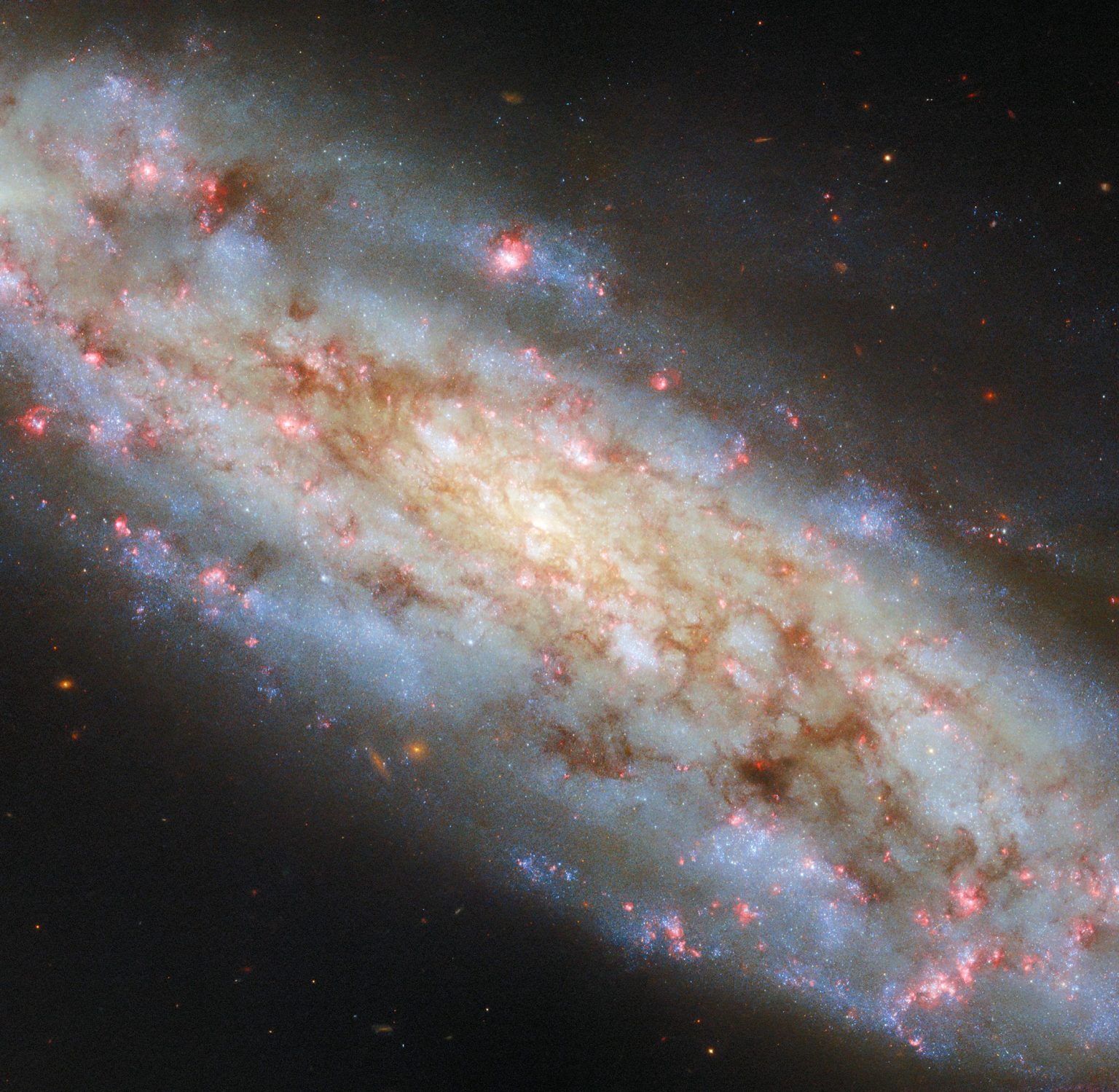 Hubble Captures a Tilted Spiral Galaxy Ablaze with Baby Stars and ...