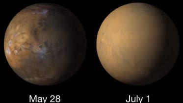 Mars Global Surveyor Observes Textured Dust Storms