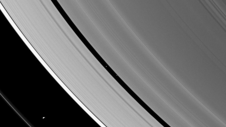 NASA's Cassini Spacecraft Views Three of Saturn's Small Ring Moon