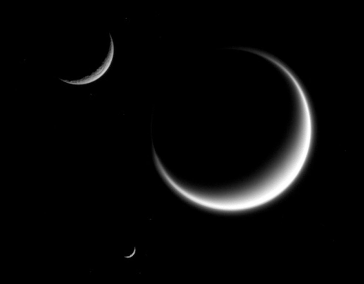 Triple Crescent Moon Image From Cassini