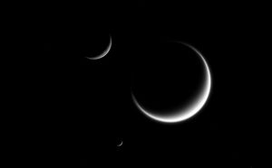 Triple Crescent Moon Image From Cassini