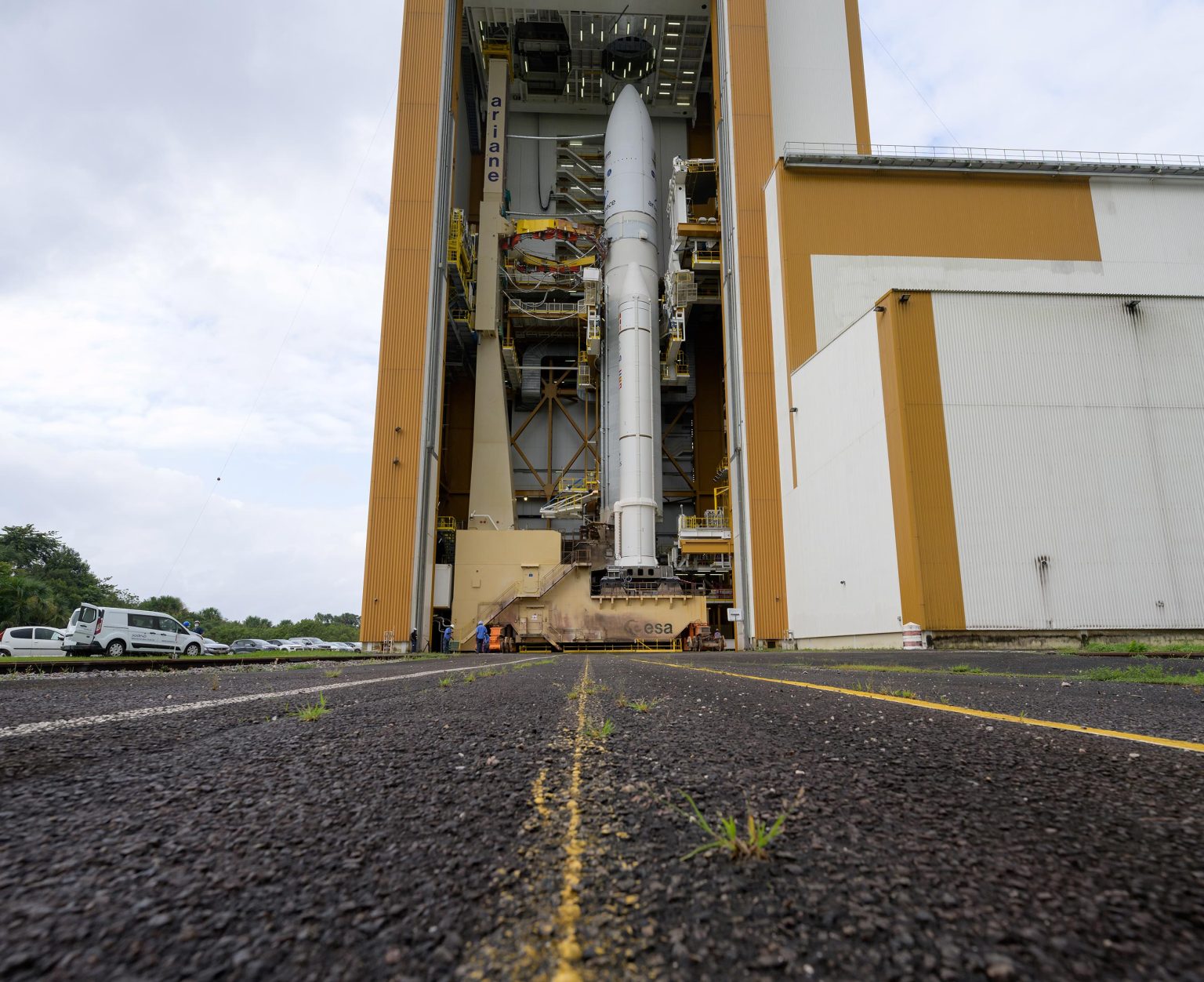 NASA’s James Webb Space Telescope Begins Roll Out to Launch Pad