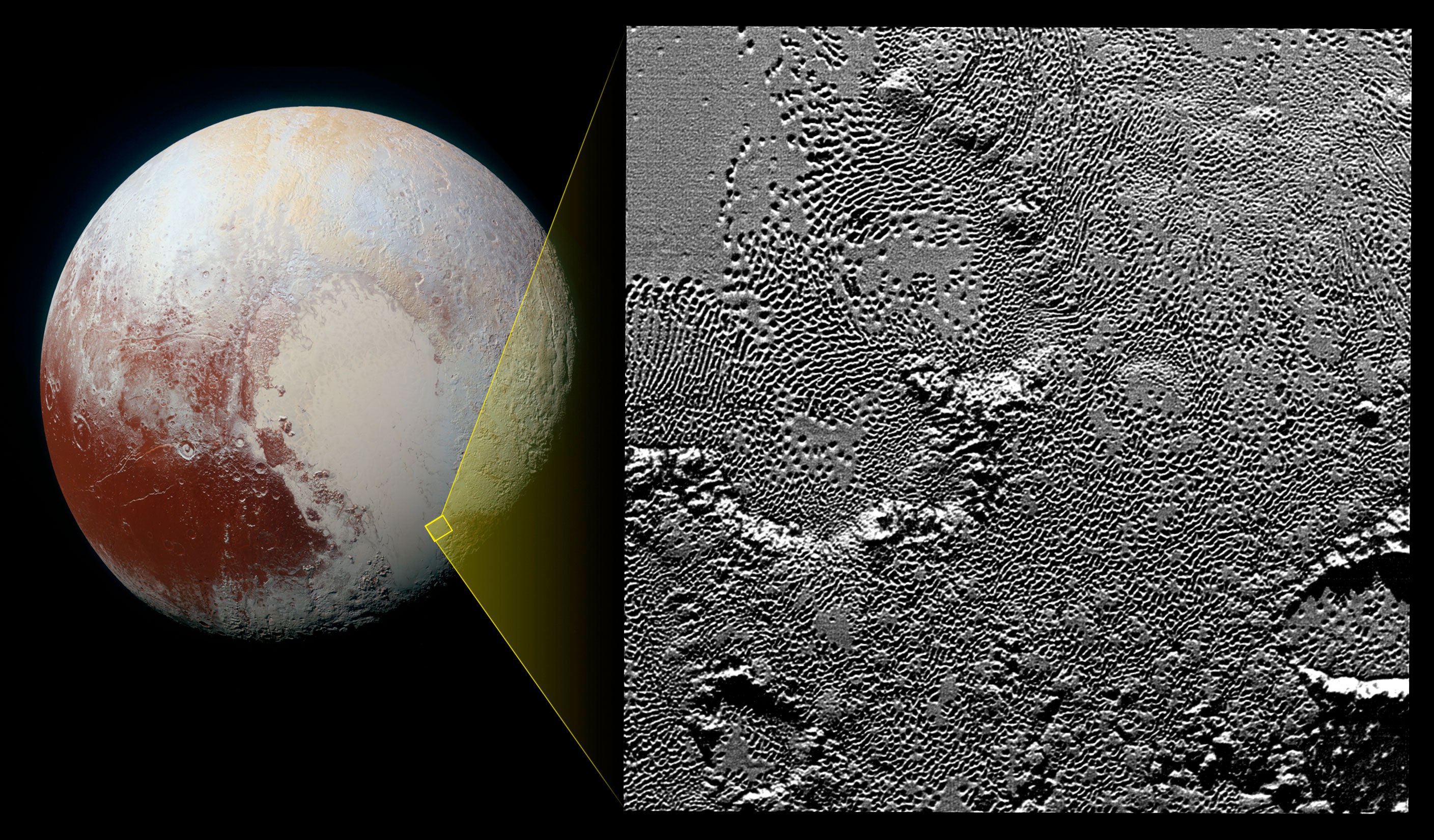 New Horizons Zooms In On Pluto s Heart Shaped Region